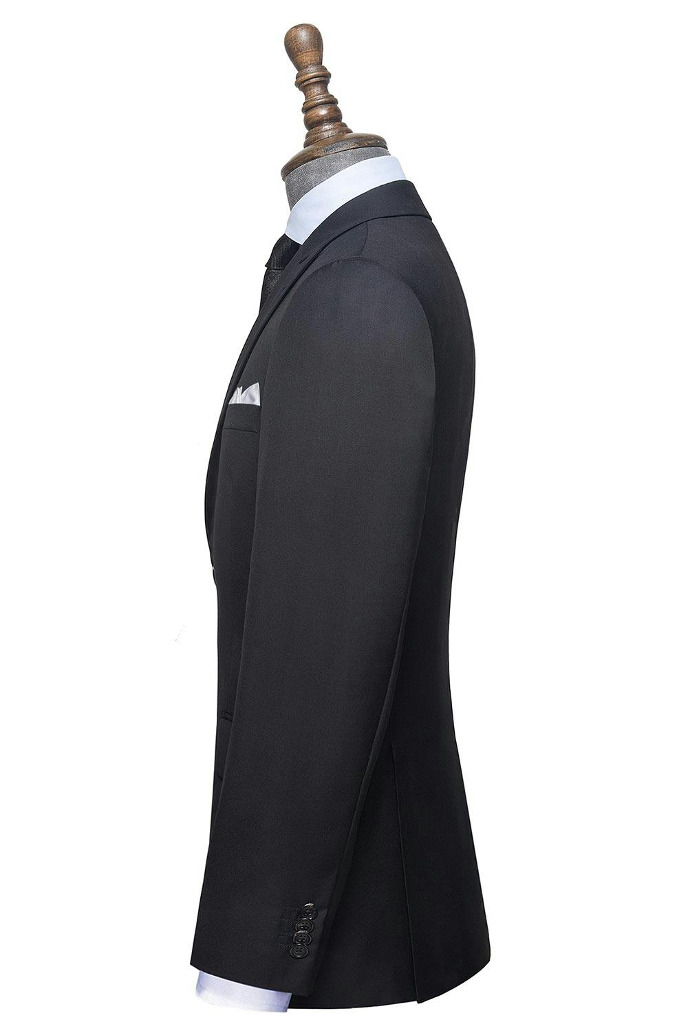 Huffed Black Wool Suit - Men's Custom Suit | InStitchu