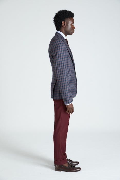 Burbank Navy Check Wool Jacket | Men's Custom Jacket | InStitchu