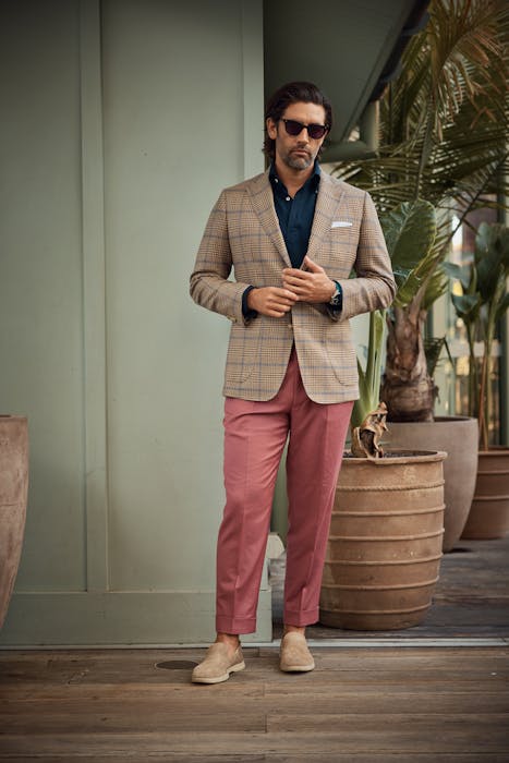 Cordial Pink Wool Trouser | Men's Custom Pants | InStitchu