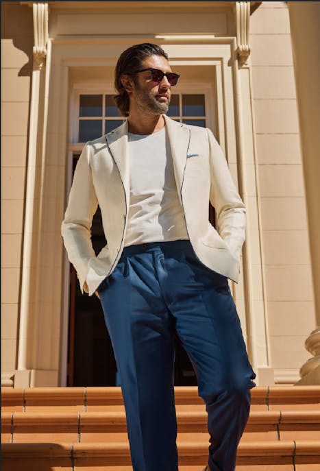 Raffles Cream Wool / Linen Jacket | Men's Custom Jacket | InStitchu