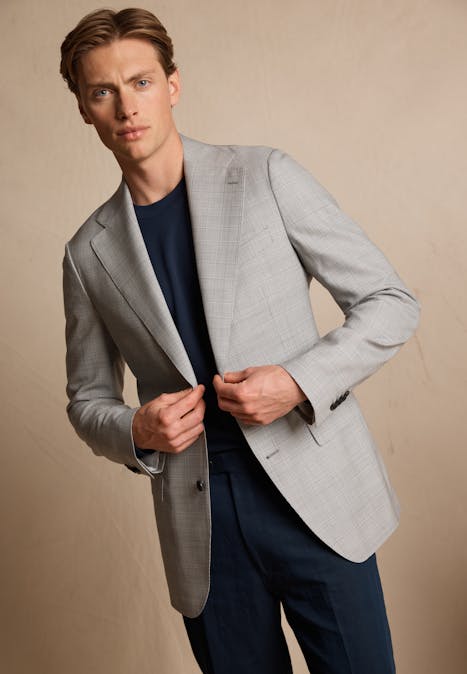 Lisbon Grey Check Wool Jacket | Men's Custom Jacket | InStitchu